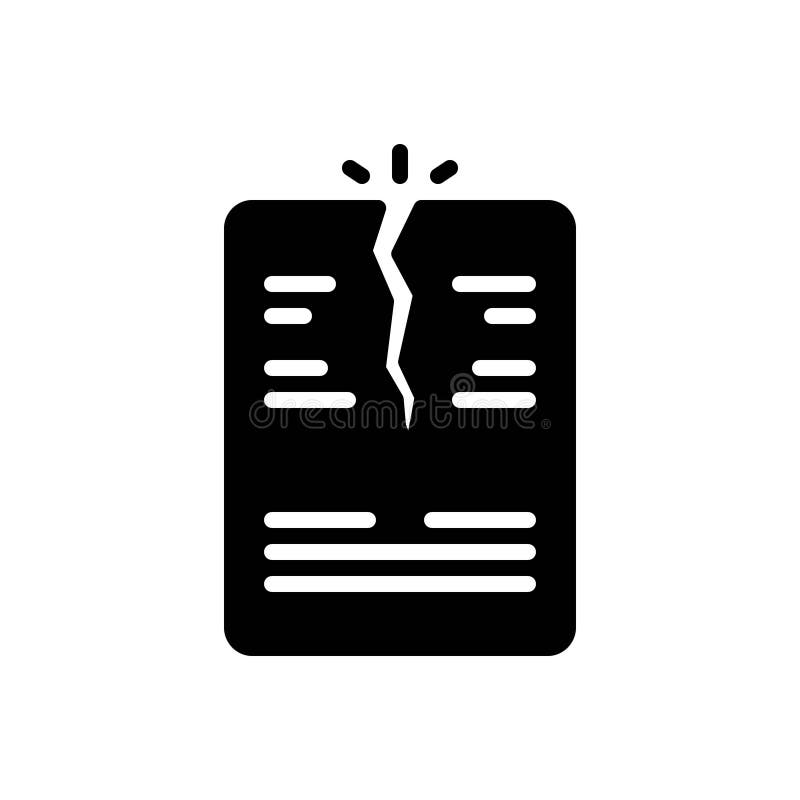 Black Solid Icon for Rip, Rip Up and Paper Stock Illustration ...