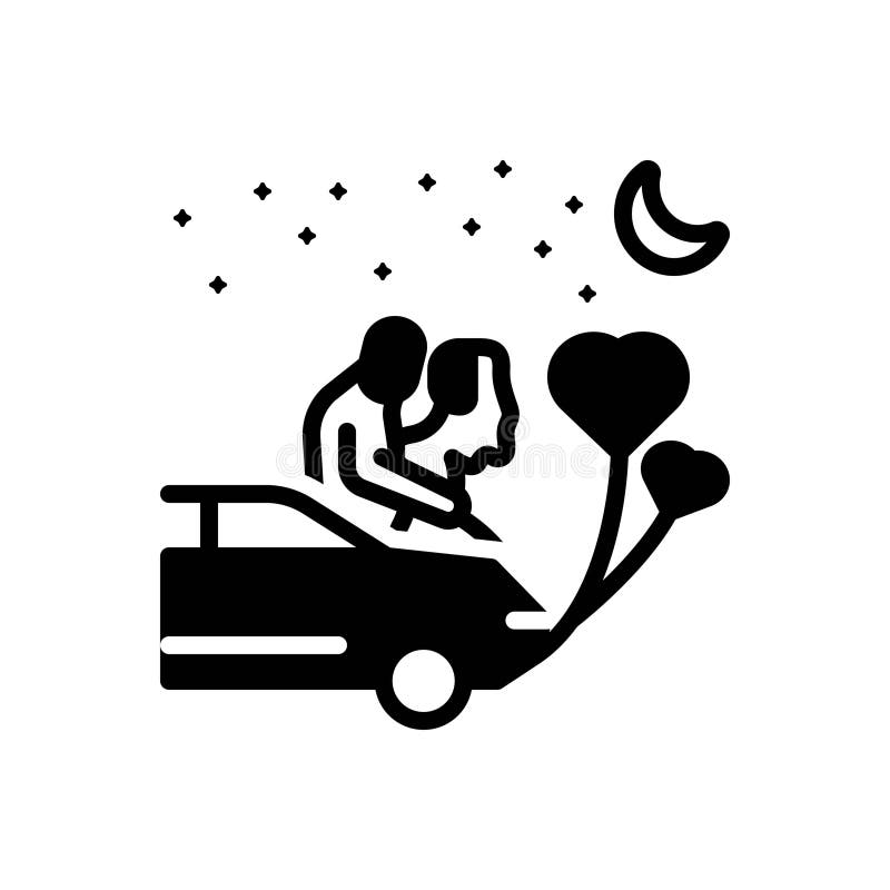 Black Solid Icon for Romantic Night, Romantic and Partner Stock ...