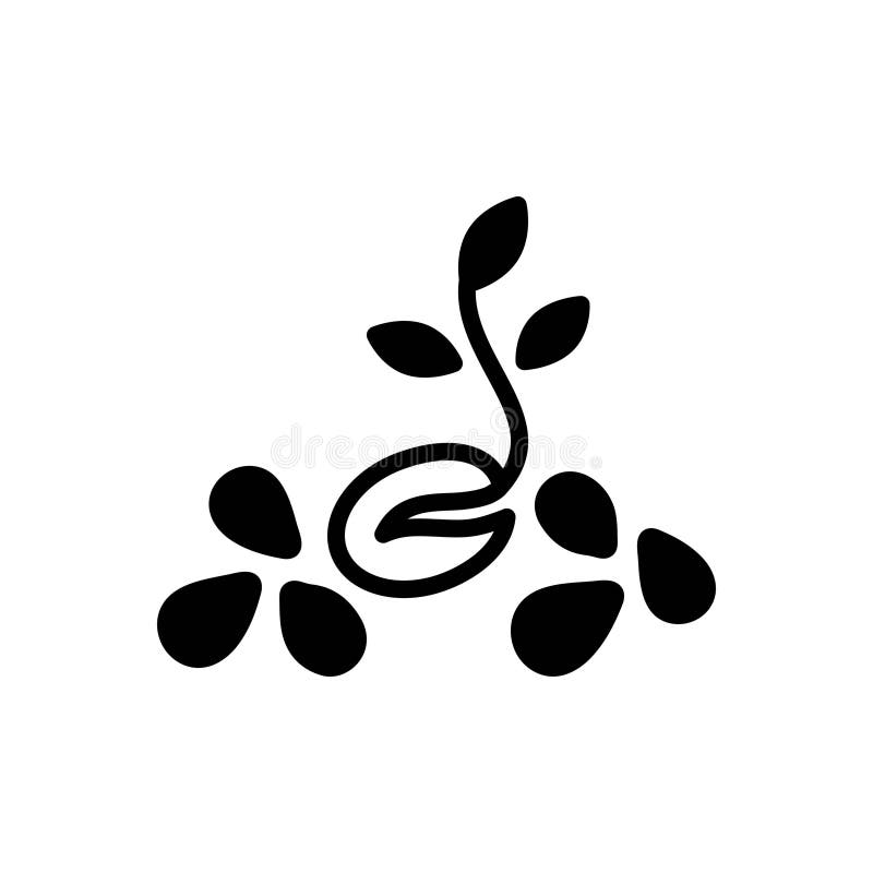 Black Solid Icon for Seeds, Burgeoning and Growing Stock Vector ...