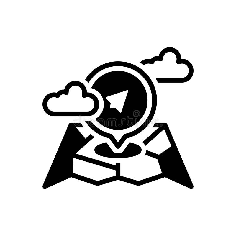 Black Solid Icon for Send Location, Map and Landmark Stock Vector ...