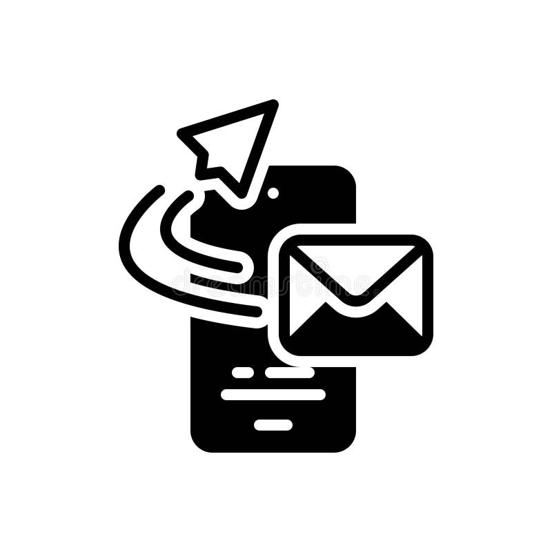 Black Solid Icon for Sent, Message and Letter Stock Vector ...