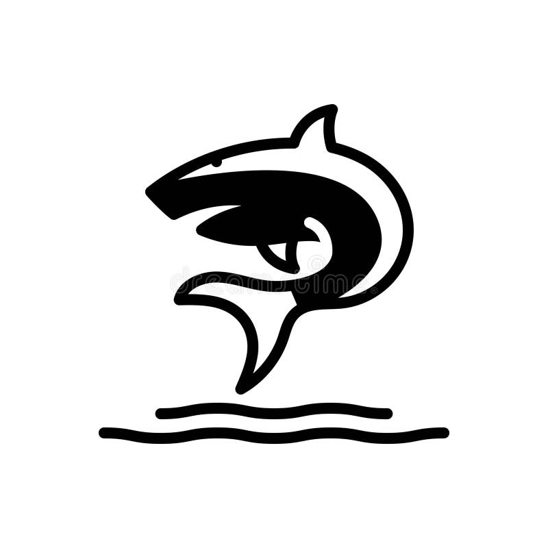 Black Solid Icon for Shark, Predator and Marine Stock Illustration ...