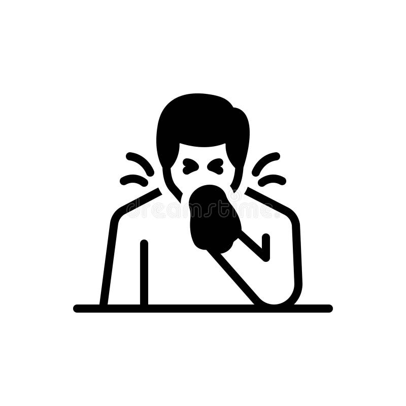 Black Solid Icon for Sneezing, Runny Nose and Cold Stock Illustration ...