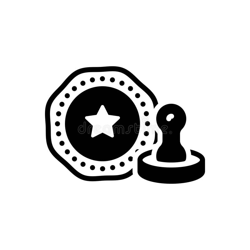 Black Solid Icon for Stamp, Label and Approved Stock Vector ...