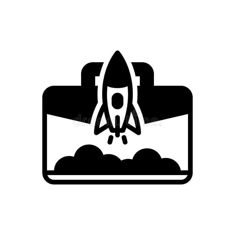 Black Solid Icon for Startup, Launch and Rocket Stock Vector ...