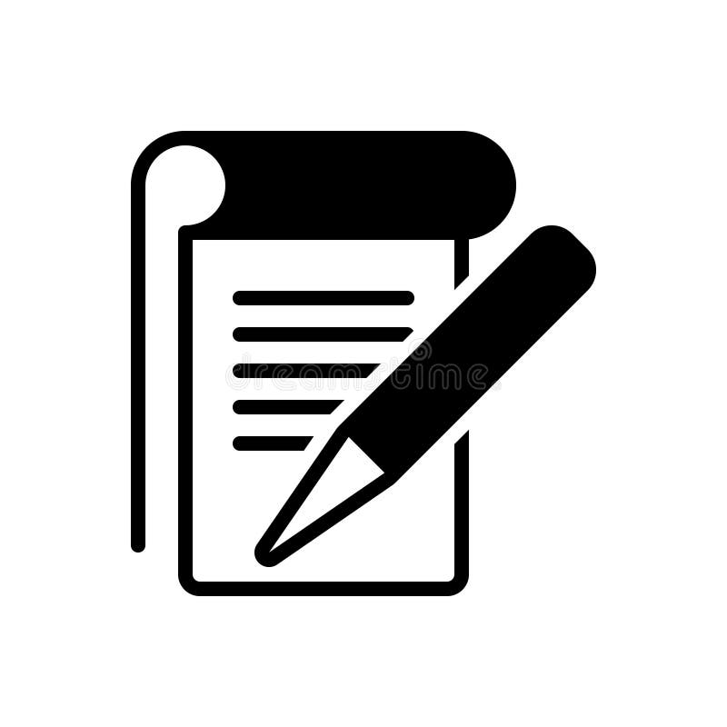 Black Solid Icon for Student Notes, Editorial and Notes Stock Vector ...