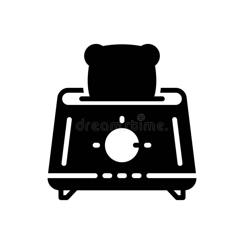 Black Solid Icon for Toaster, Bread and Electronic Stock Illustration ...