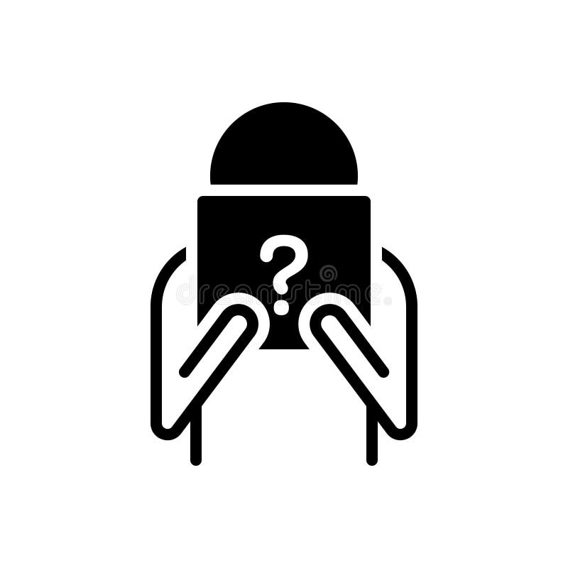 Black Solid Icon for Unknown, Unnamed and Unfamiliar Stock Illustration ...