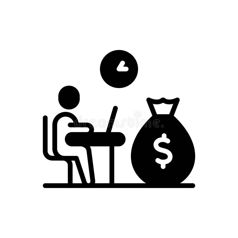 Black Solid Icon for Wages, Salary and Income Stock Vector ...