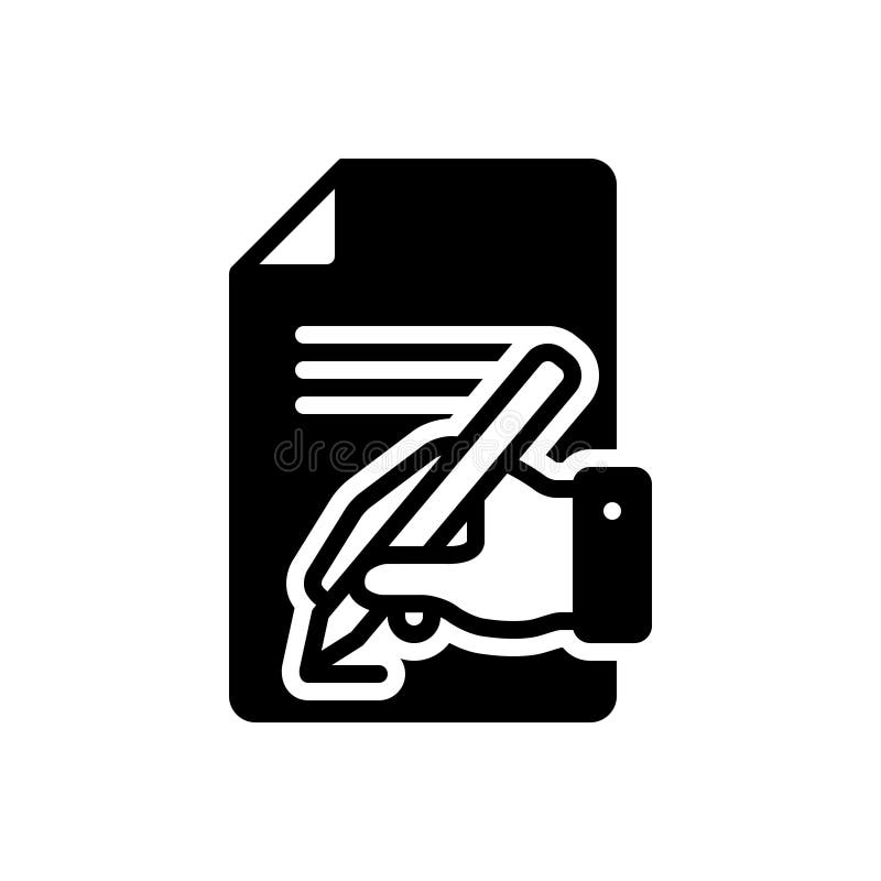 Black Solid Icon for Write, Inscribe and Agreement Stock Vector ...