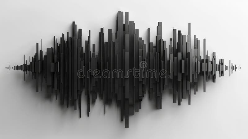 Black Sound Wave Made of Rectangles on a White Background AIG535 Stock ...
