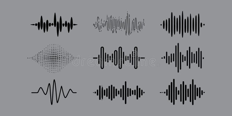 Black Sound Wave Patterns on Gray Background Audio Graphic Stock ...