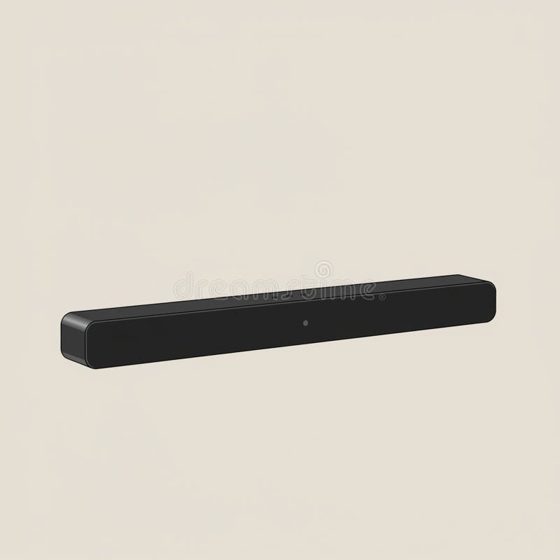 Black Soundbar with a Sleek, Rectangular Design Against a Plain ...