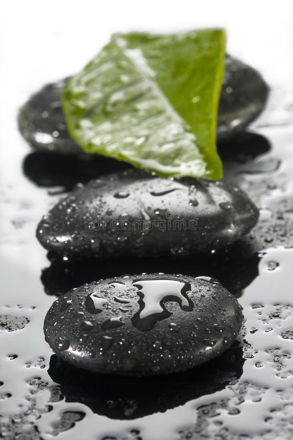 Black Spa Stone with Water Drops Stock Image - Image of luxury ...