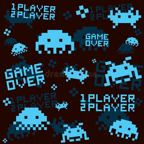 Black Space Invaders Pattern Editorial Photo - Illustration of level ...