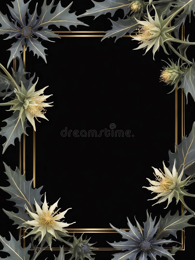 Black Space for Text with Floral Border Ai Generated Stock Illustration ...