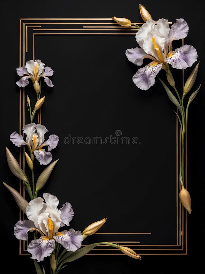 Black Space for Text with Floral Border Ai Generated Stock Illustration ...