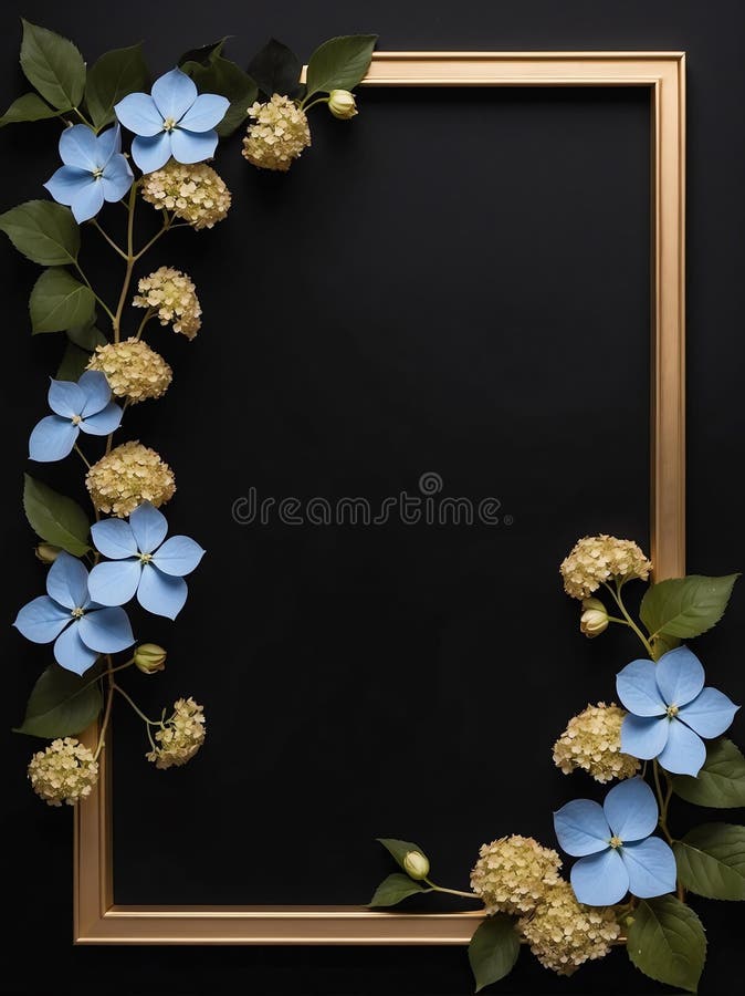 Black Space for Text with Floral Border Ai Generated Stock Illustration ...