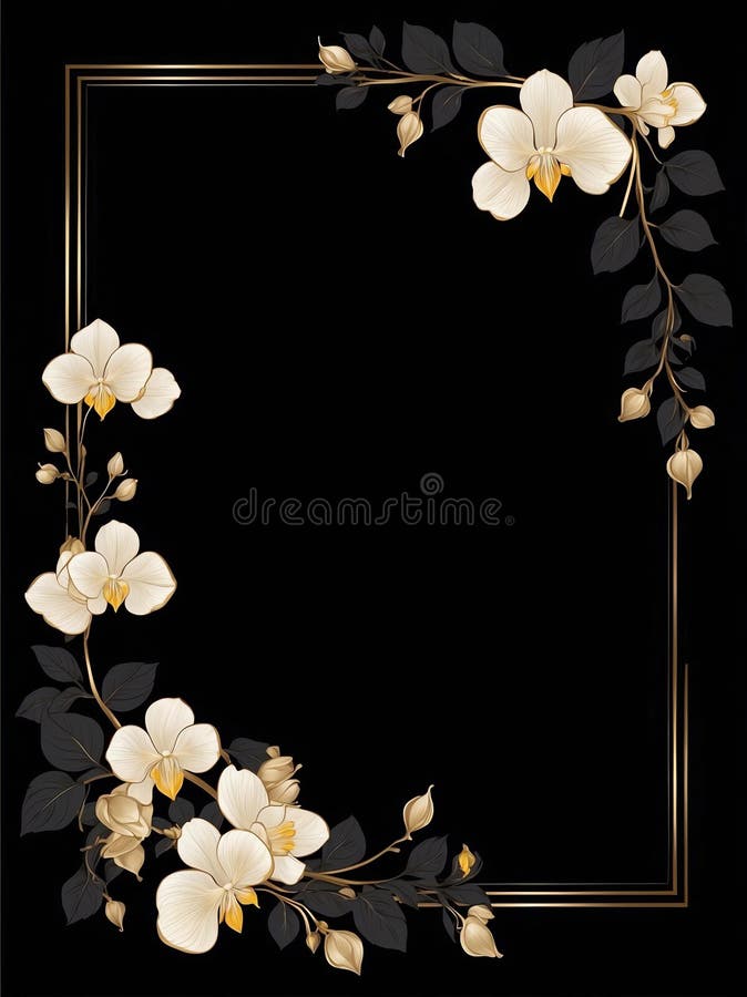 Black Space for Text with Floral Border Ai Generated Stock Illustration ...
