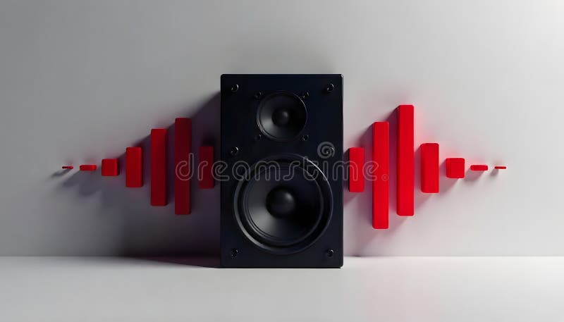 A Black Speaker with Red Equalizer Bars, Representing Sound in a Modern ...