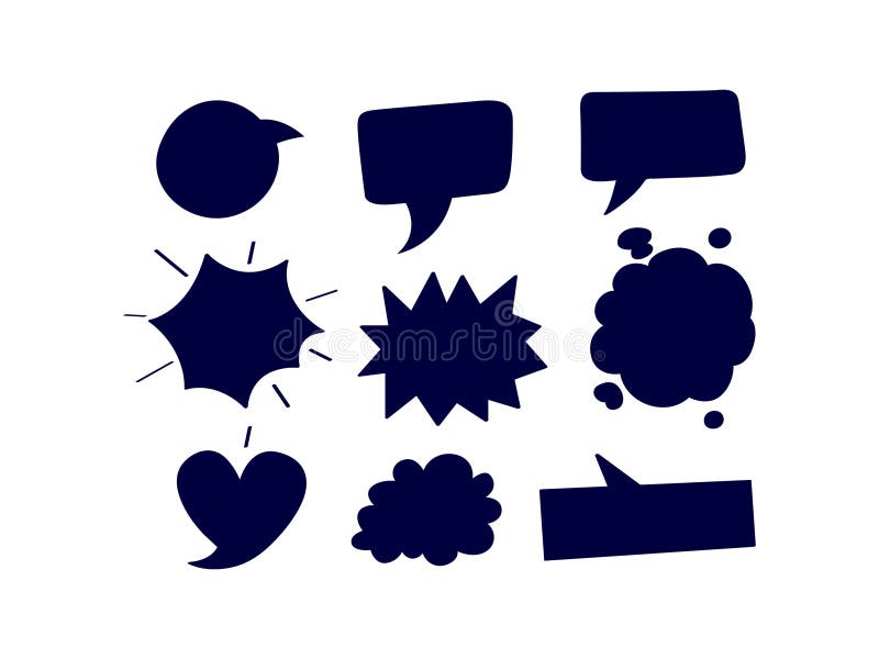 Black Speech Bubble Collection. Set of Speech Bubble Vector Stock Vector - Illustration of text ...