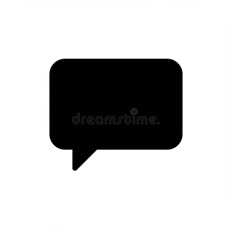 Black Speech Bubble Icon with a Simple Rectangular Shape and a Pointed Tail at the Bottom Left ...