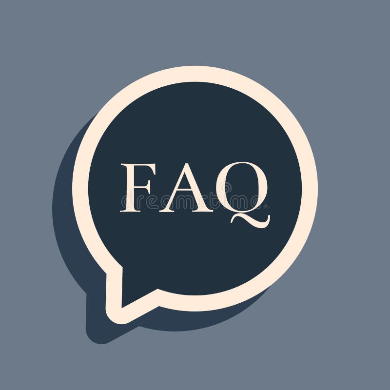 Black Speech Bubble with Text FAQ Information Icon Isolated on Grey ...