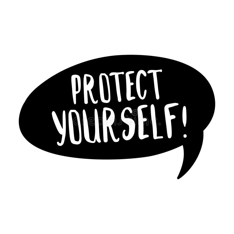 Black Speech Buble with Hand Drawn Text with White Phrase Protect ...