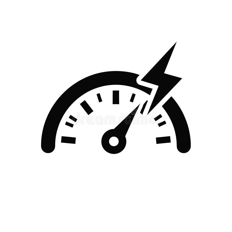 Black Speedometer Icon Highlighting Rapid Acceleration with Bold ...