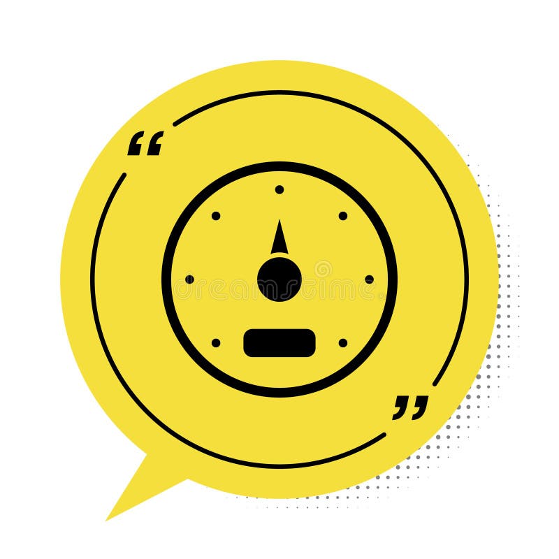 Black Speedometer Icon Isolated on White Background. Yellow Speech ...