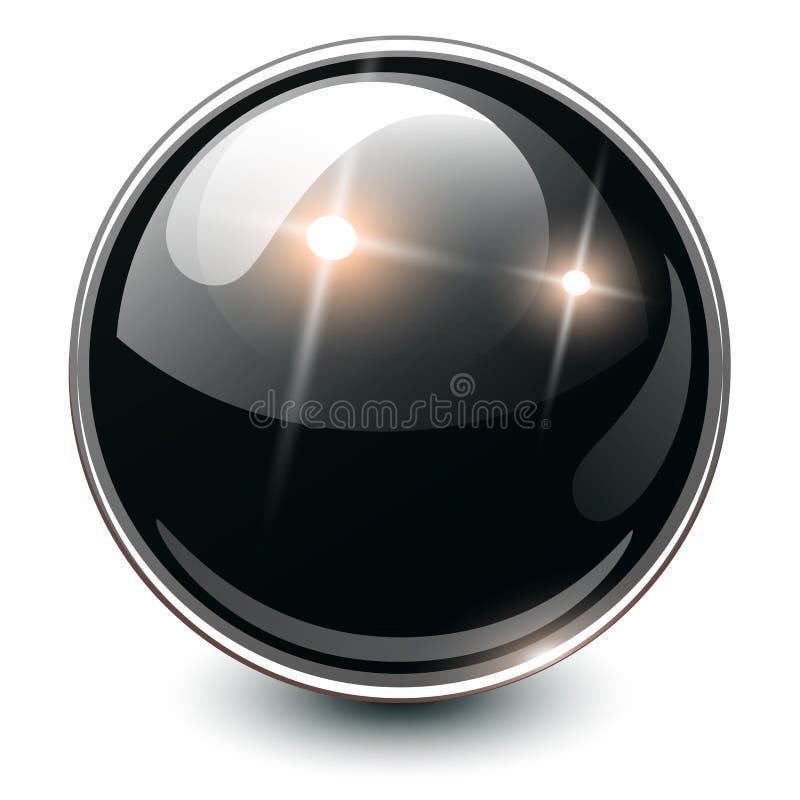 Black sphere 3D shiny icon stock vector. Illustration of glossy - 196679948