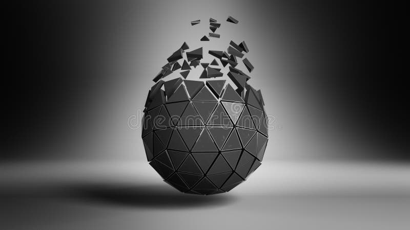 Black Sphere with Grungy Surface and Exploded Polygons Stock ...