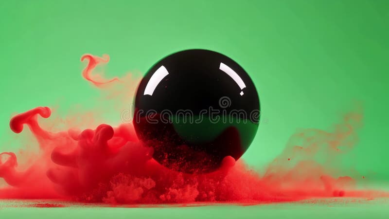 Black Sphere and Red Ink Expanding on Green Screen Stock Footage ...