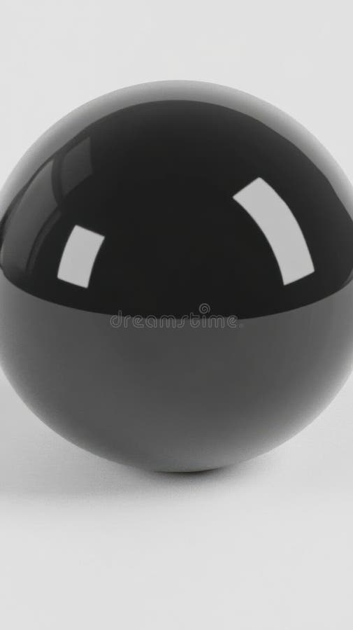 Black Sphere Reflects Light on White Background Abstract Minimalism ...