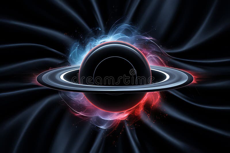 Saturns Rings Glowing Red and Blue Stock Illustration - Illustration of ...