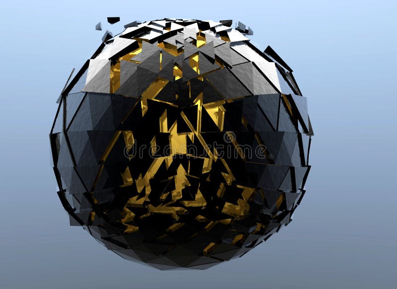 Black Sphere Shattered Abstract 3d Isolated Stock Illustration ...
