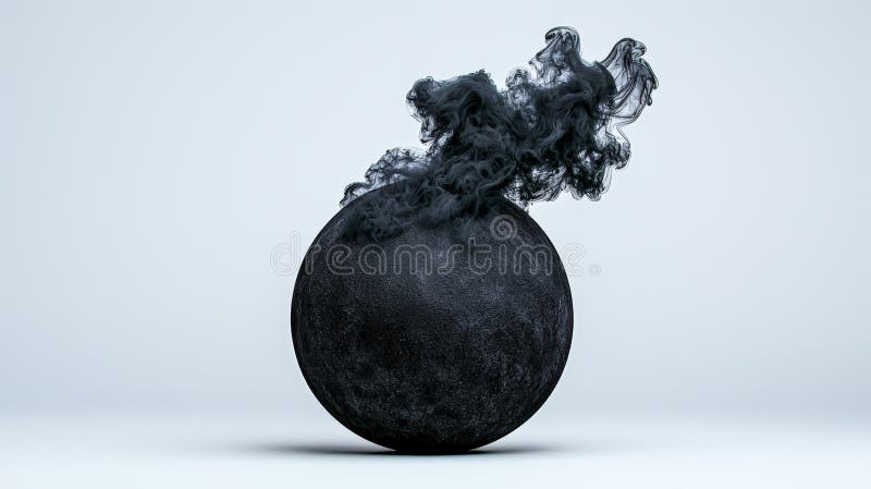 Black Sphere with Smoke on a White Isolated Background Stock ...