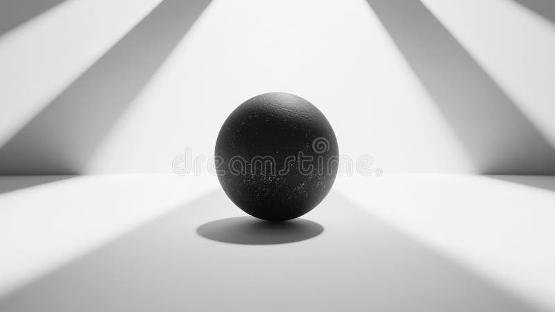 Black Sphere Sits White Surface Casting Shadow Stock Photos - Free ...