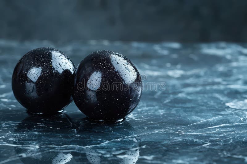 Black Spheres Floating on Water Stock Illustration - Illustration of ...