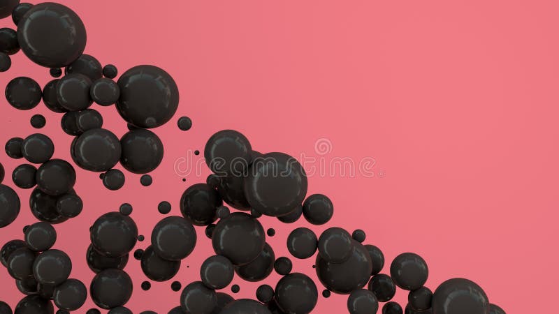 Black Spheres of Random Size on Red Background Stock Illustration ...