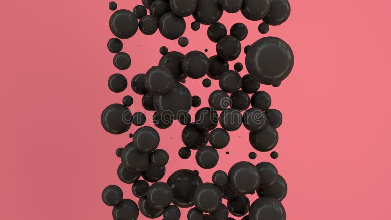 Black Spheres of Random Size on Red Background Stock Illustration ...