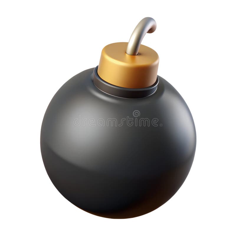 Black Spherical Bomb with a White Fuse on a Plain White Background ...