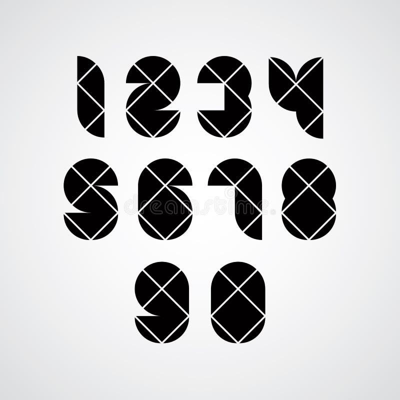 Black Spherical Geometric Sectored Comic Numbers with Diagonal C Stock ...