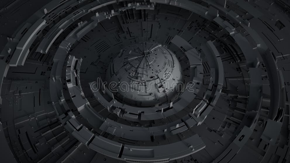 Black Spherical Mechanical Construction 3D Rendering Illustration Stock ...