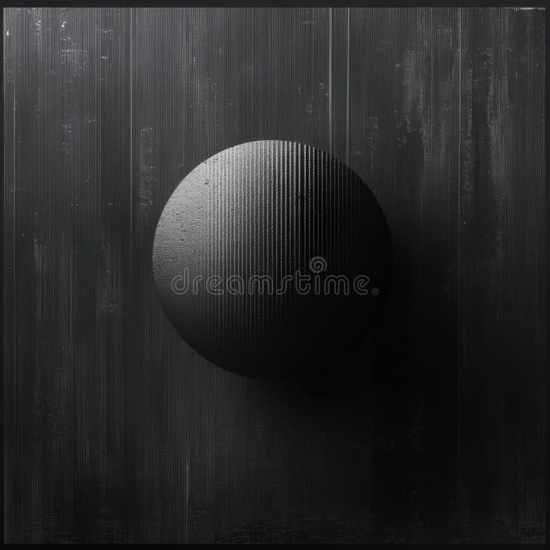 Black Spherical Object Casts a Shadow on Textured Dark Surface with ...