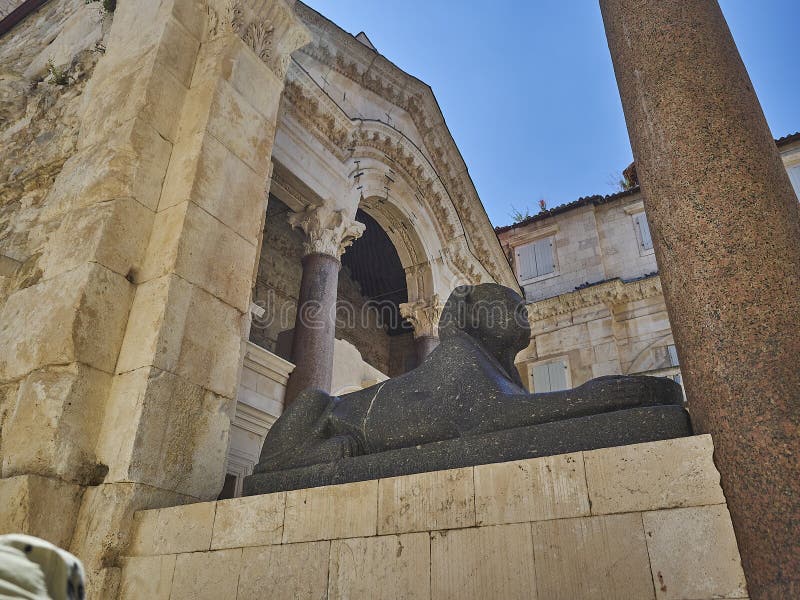Black Sphinx Statue in Split, Croatia Editorial Stock Photo - Image of ...