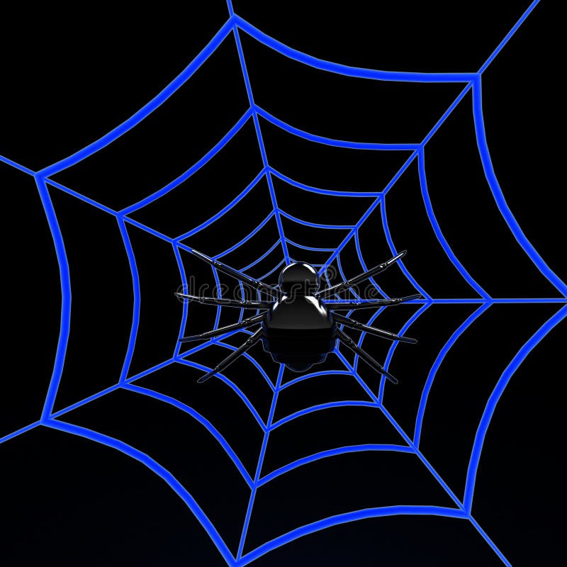 Spider web and fly on blue stock vector. Illustration of trap - 15262259