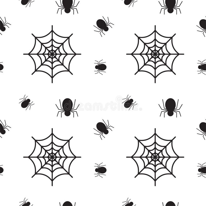 Black Spider Texture on White Color Background. Seamless Pattern Design ...