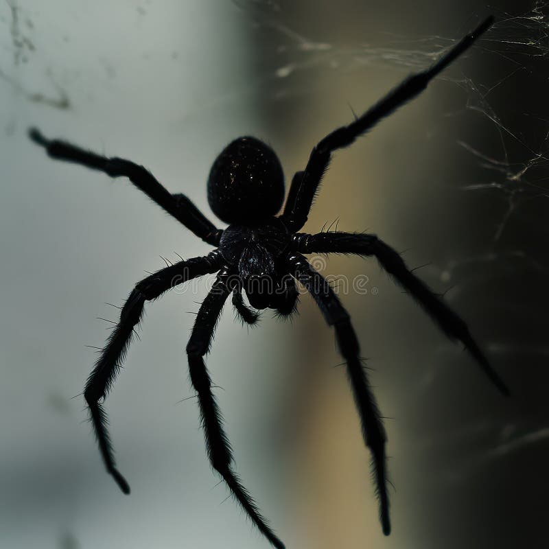 Black Spider Resting on Its Web during Daytime Stock Illustration ...