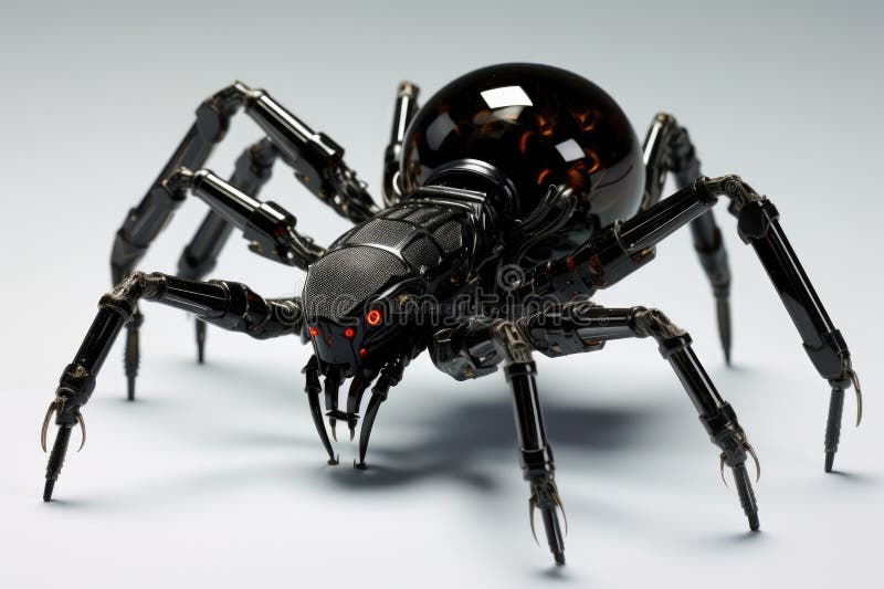 A Black Spider with Vivid Red Eyes Perched on a Clean, White Surface ...